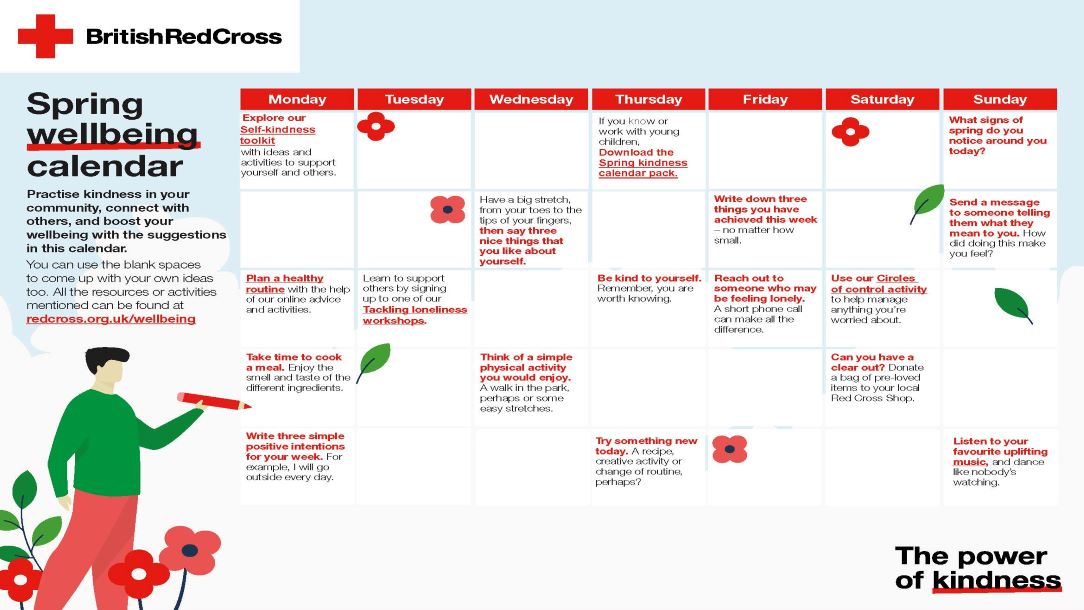 Spring wellbeing calendar for Adults | British Red Cross