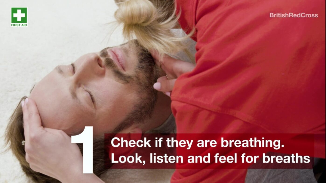 Learn first aid for someone unresponsive and breathing